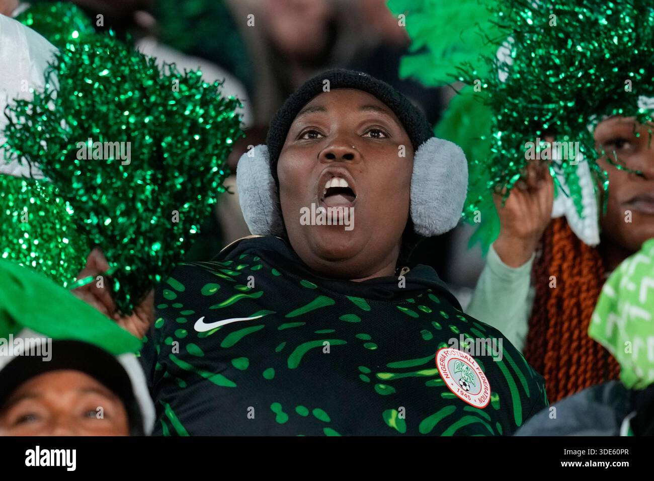 A Nigeria fan cheers prior to the Africa Cup of Nations round of 16 ...