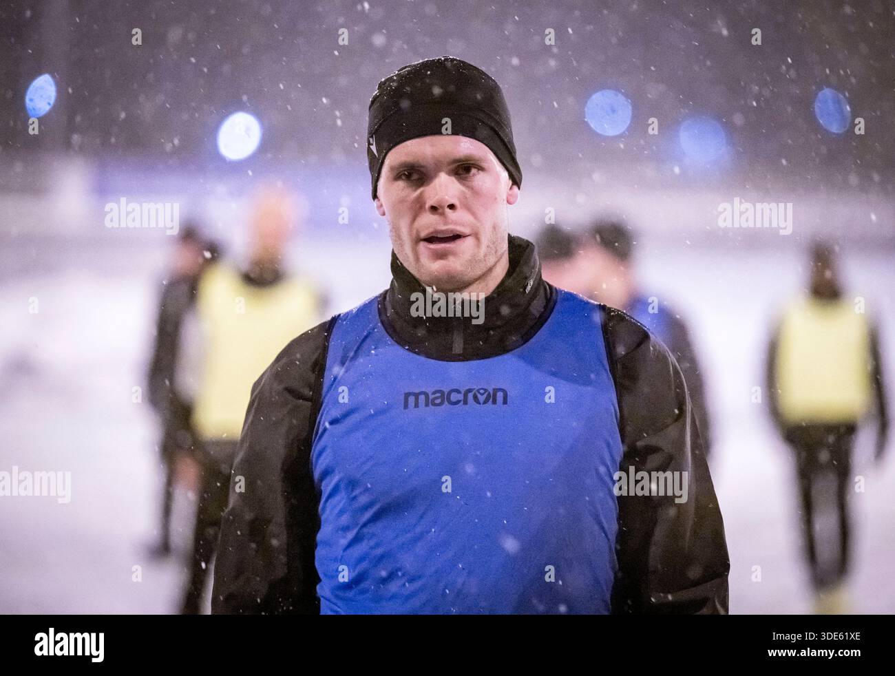 HÄLLEVIK 2026-01-05 Jacob Bergström in the snow when Mjällby AIF has ...