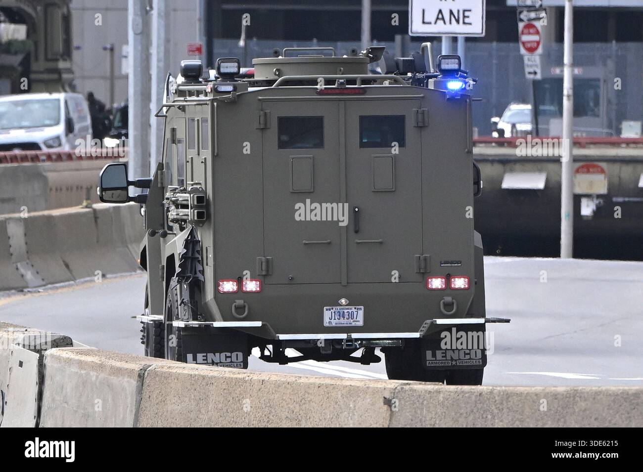 An armored vehicle in a motorcade transports ousted Venezuelan ...
