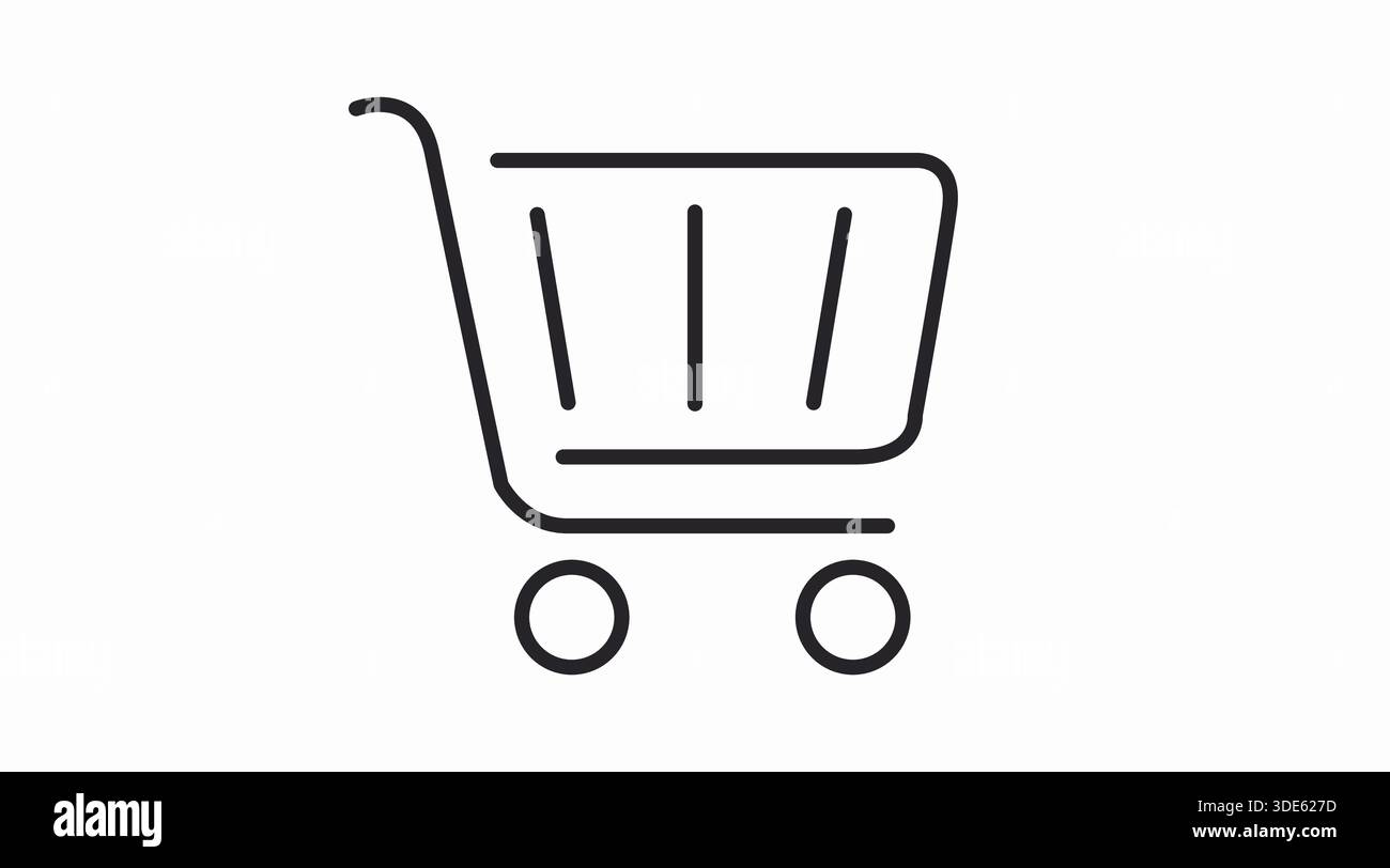 Black and White Shopping Cart Icon – Minimalist Vector Symbol for ...