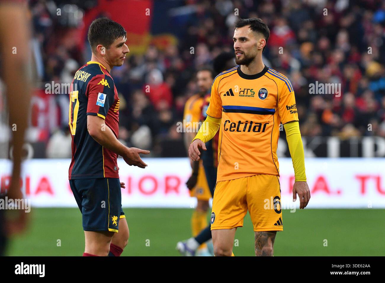 Ruslan Malinovskyi (Genoa) and Marius Marin (Pisa) during Genoa CFC vs ...