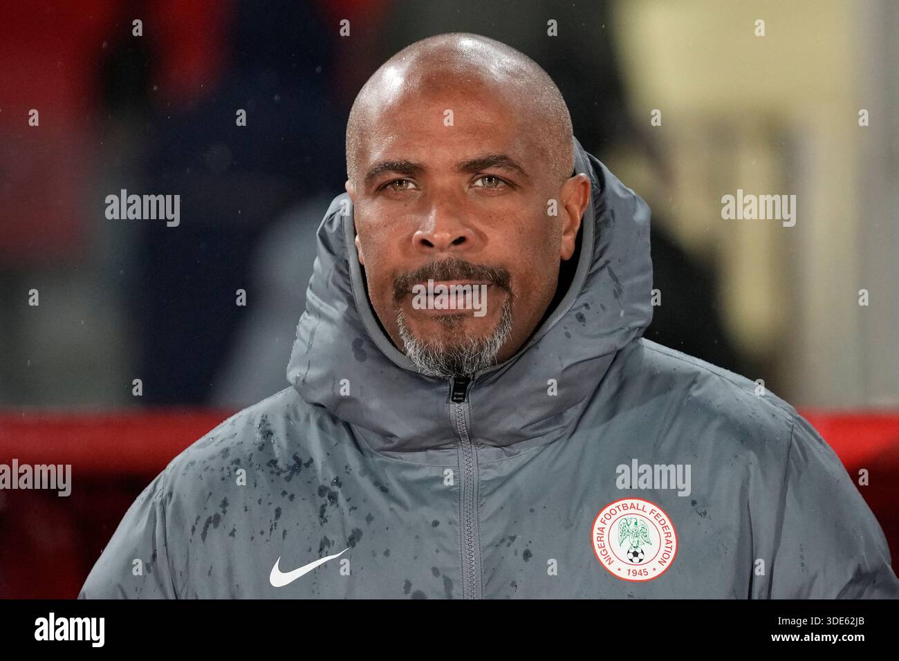 Nigeria's head coach Eric Chelle looks out from the bench prior to the ...