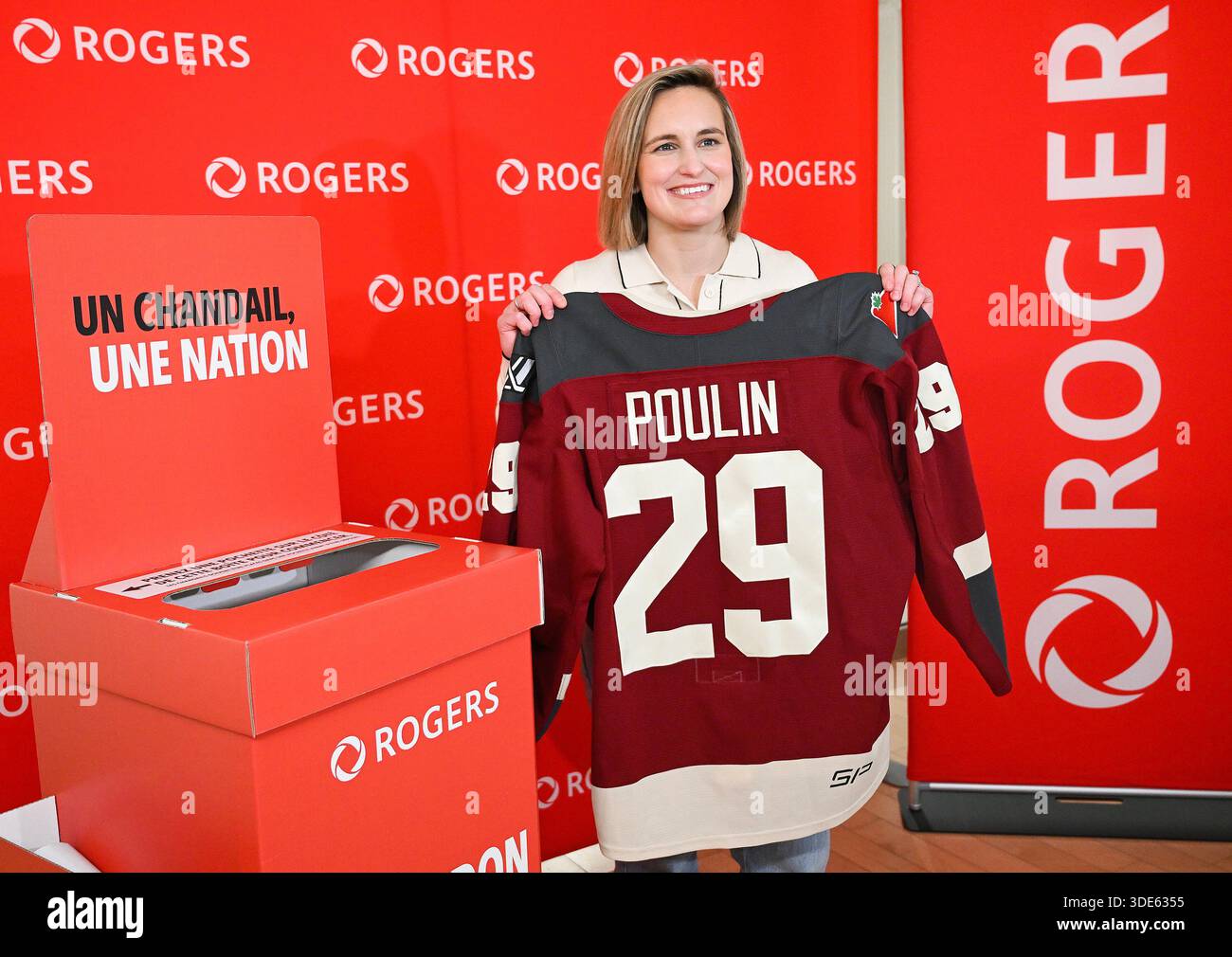 Montreal Victoire Captain Marie-Philip Poulin donates a jersey from her ...