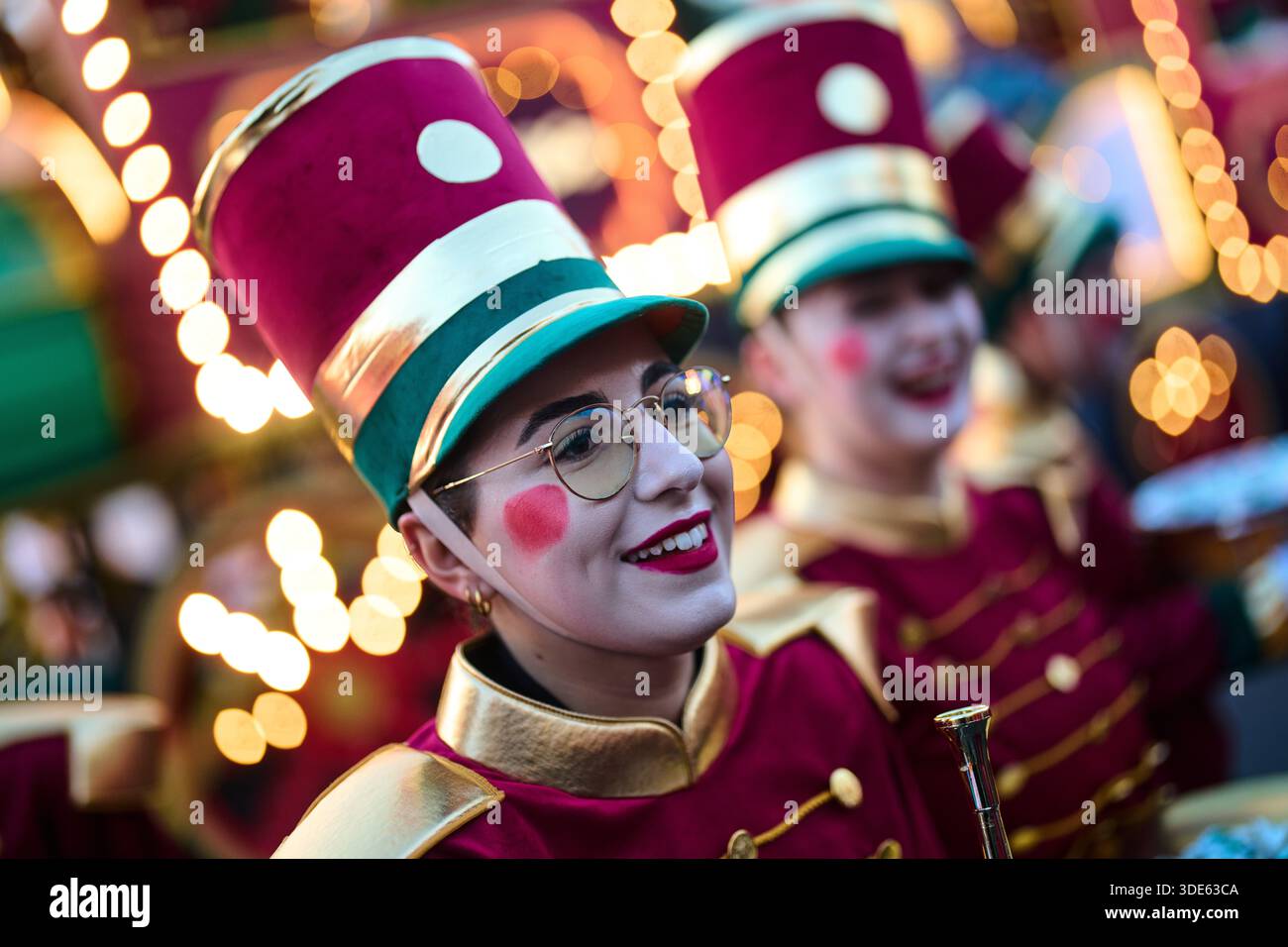 Members of the traditional "Cabalgata de Reyes" gather before the start ...