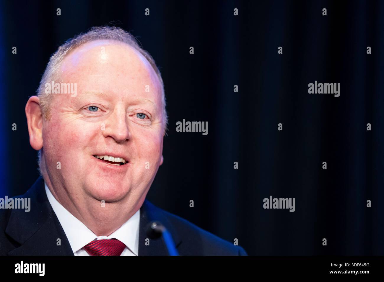 USA Hockey Executive Director Pat Kelleher gives remarks during the end ...