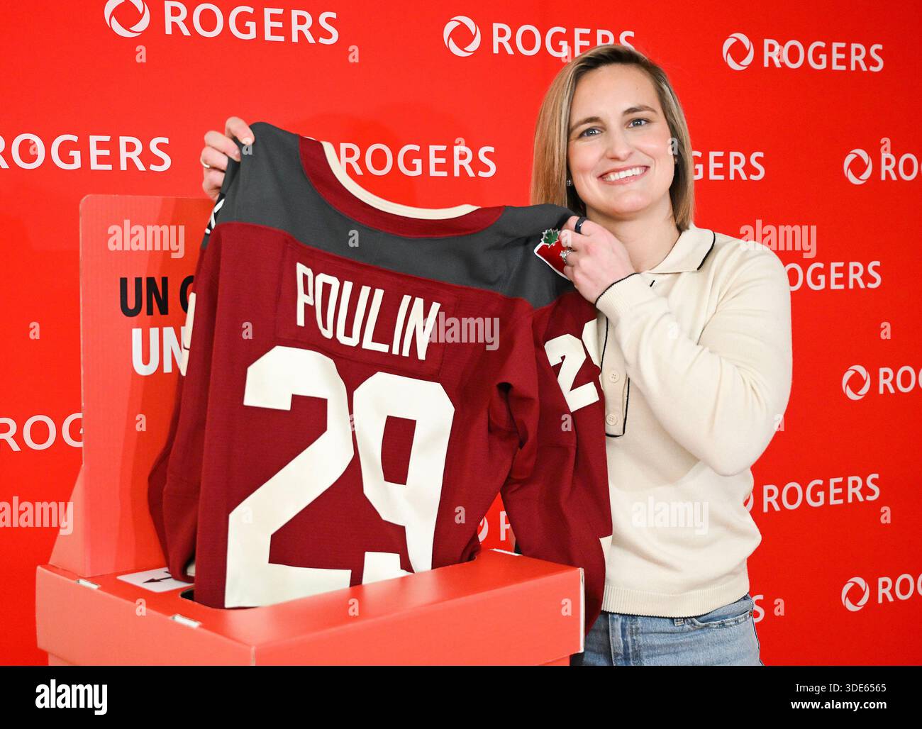 Montreal Victoire Captain Marie-Philip Poulin donates a jersey from her ...