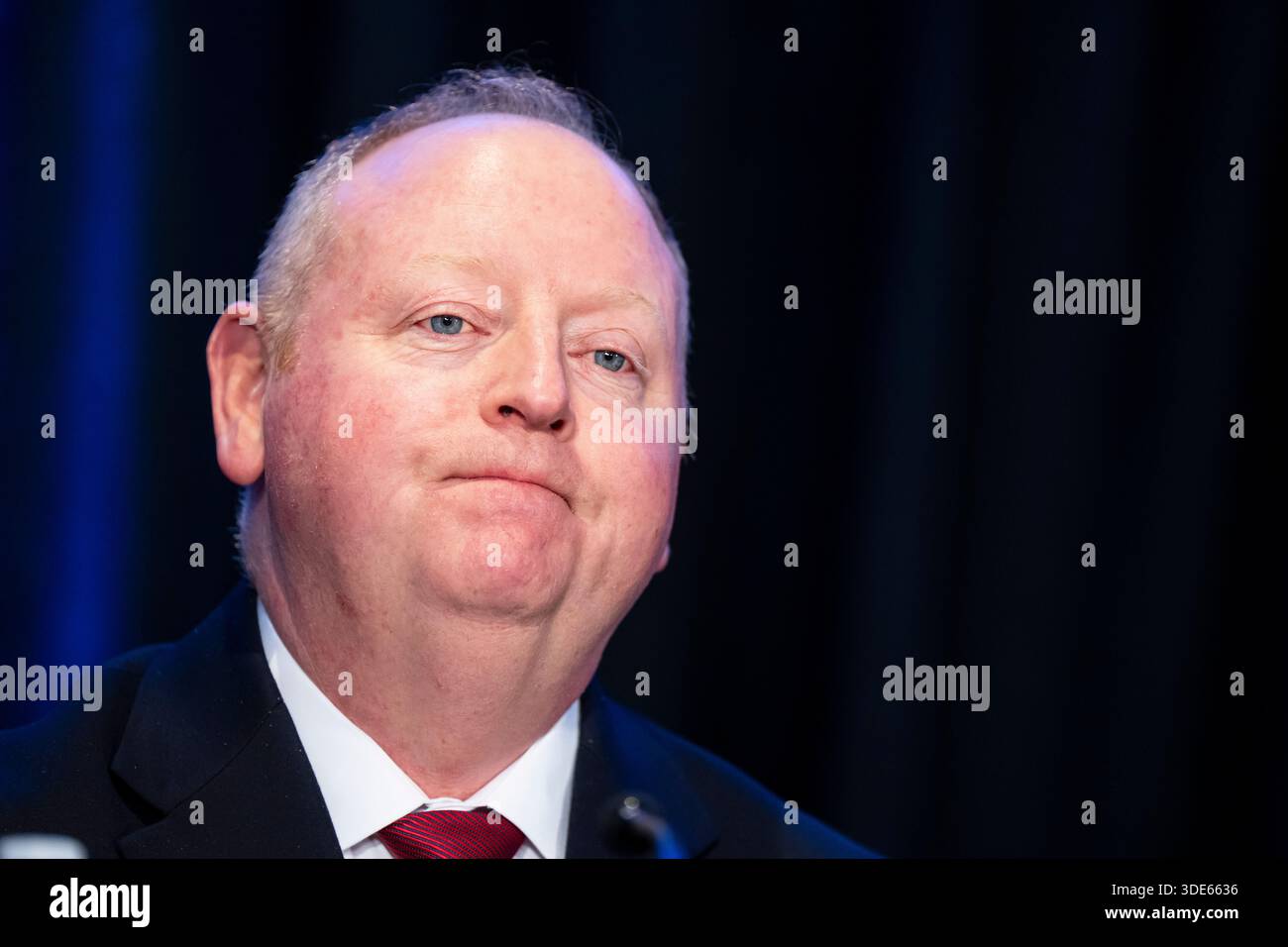 USA Hockey Executive Director Pat Kelleher gives remarks during the end ...