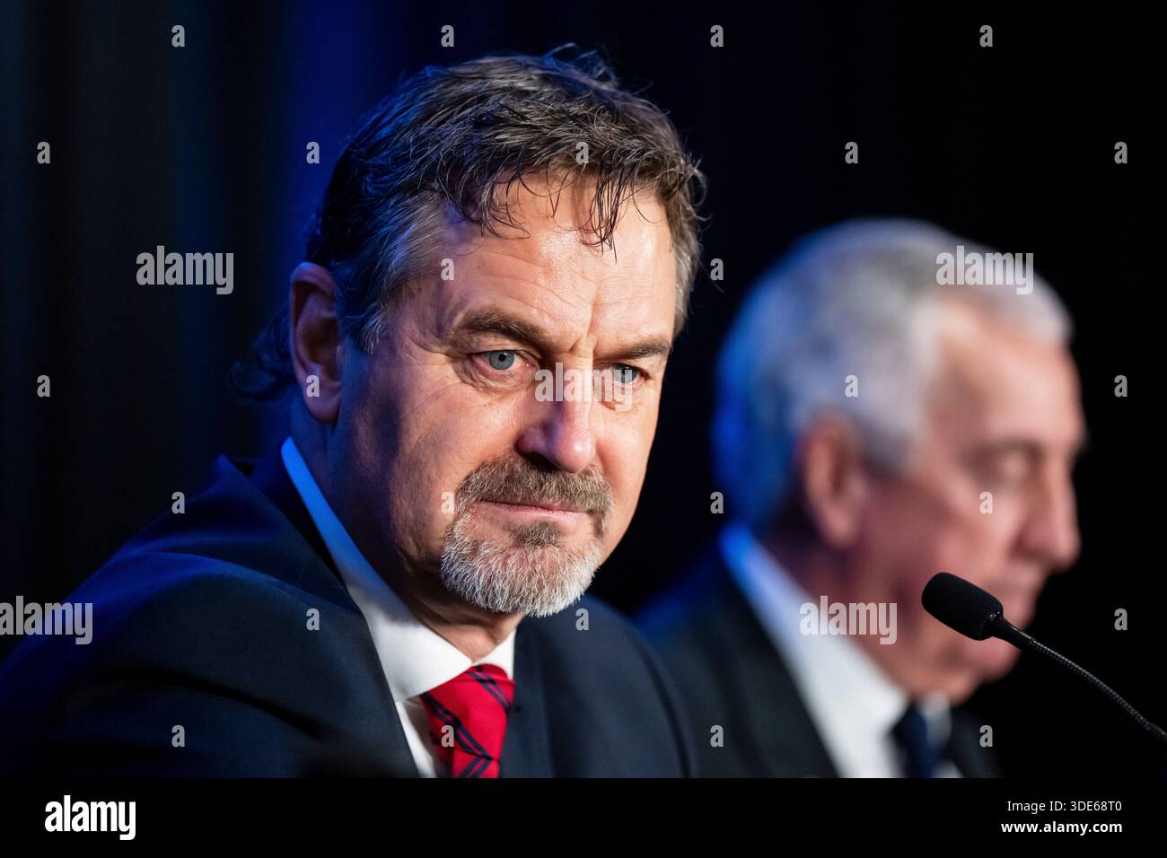 IIHF Senior Vice President, Petr Briza gives remarks during the end-of ...