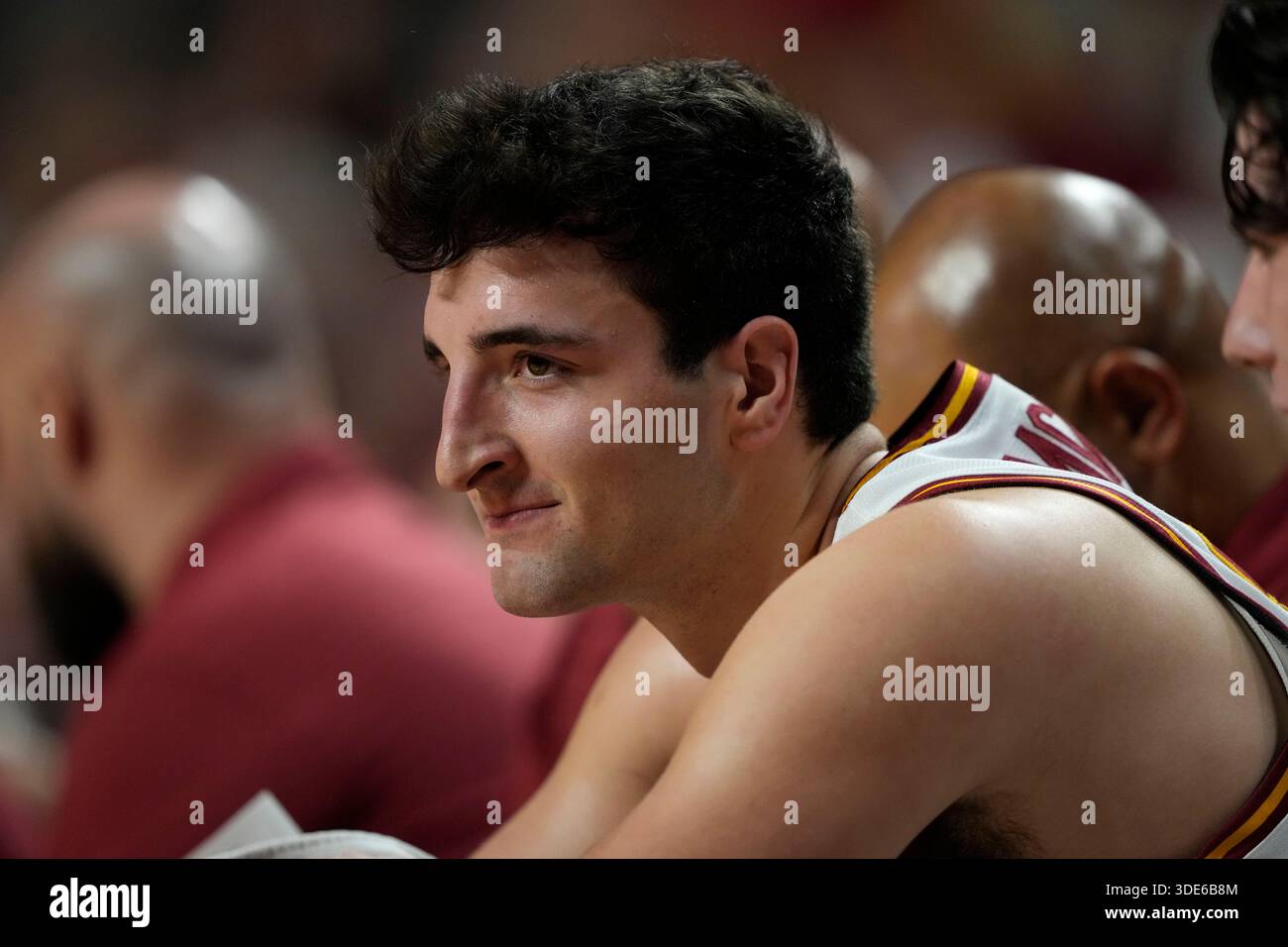 Iowa State forward Milan Momcilovic sits on the bench during the second ...
