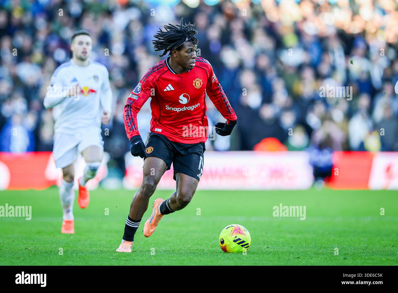 Manchester United defender Patrick Dorgu (13) in action during the ...