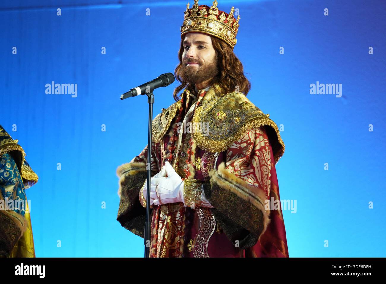 during the traditional "Cabalgata de Reyes" parade in Madrid, Spain ...