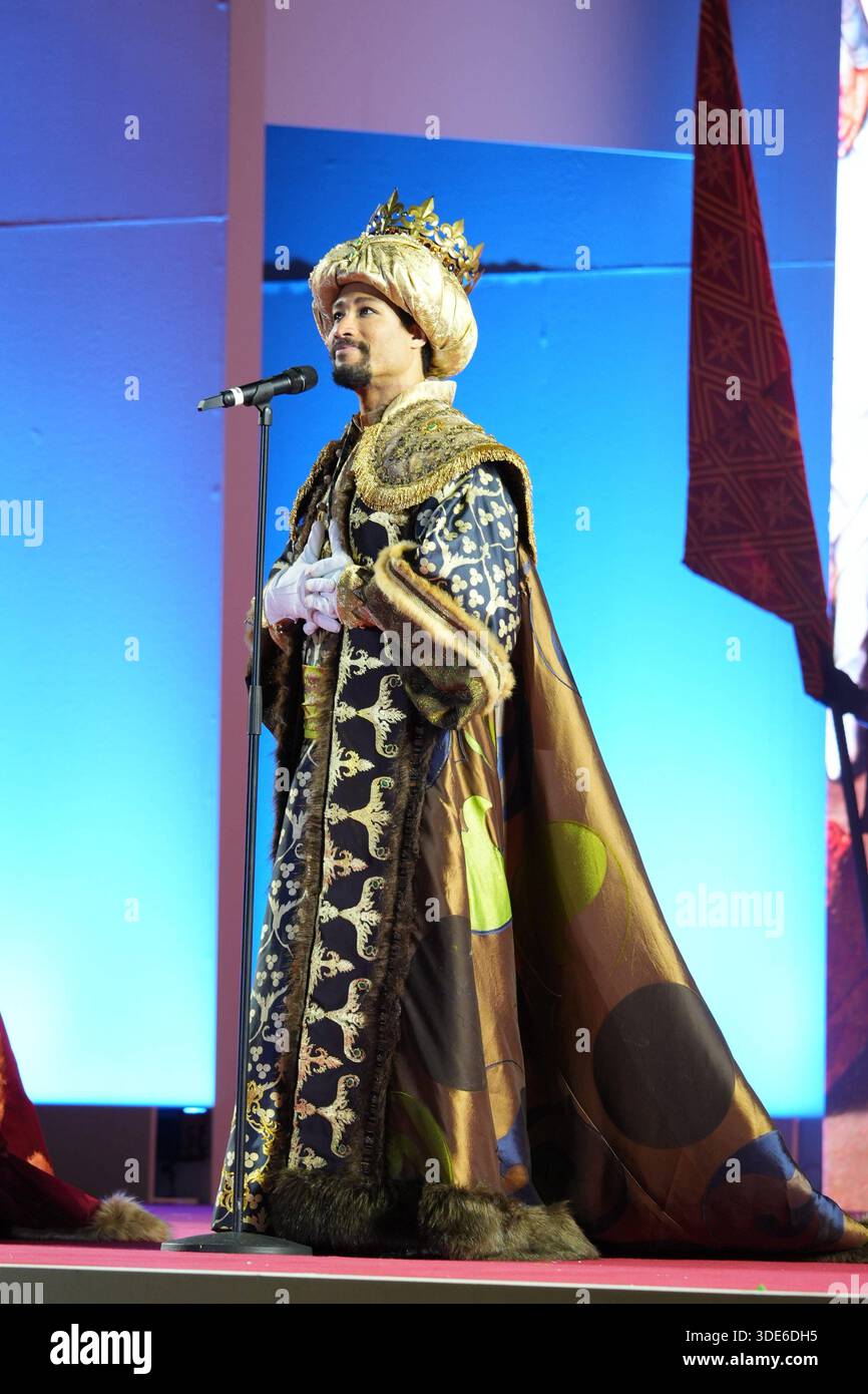 during the traditional "Cabalgata de Reyes" parade in Madrid, Spain ...
