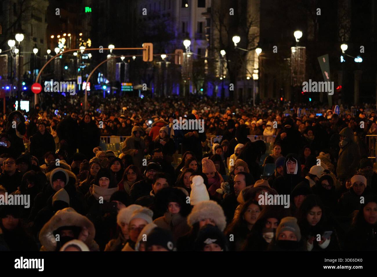 during the traditional "Cabalgata de Reyes" parade in Madrid, Spain ...