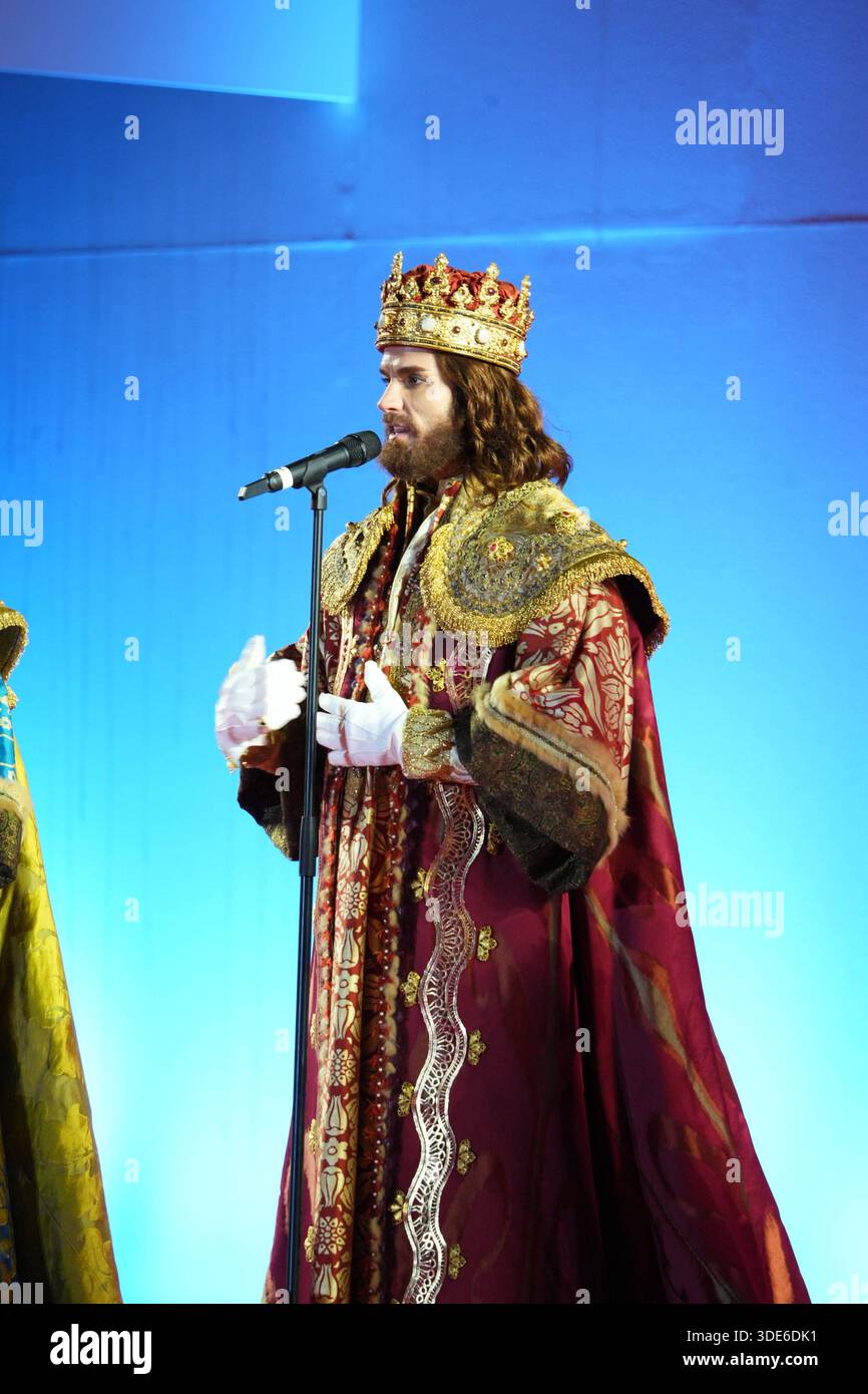 during the traditional "Cabalgata de Reyes" parade in Madrid, Spain ...