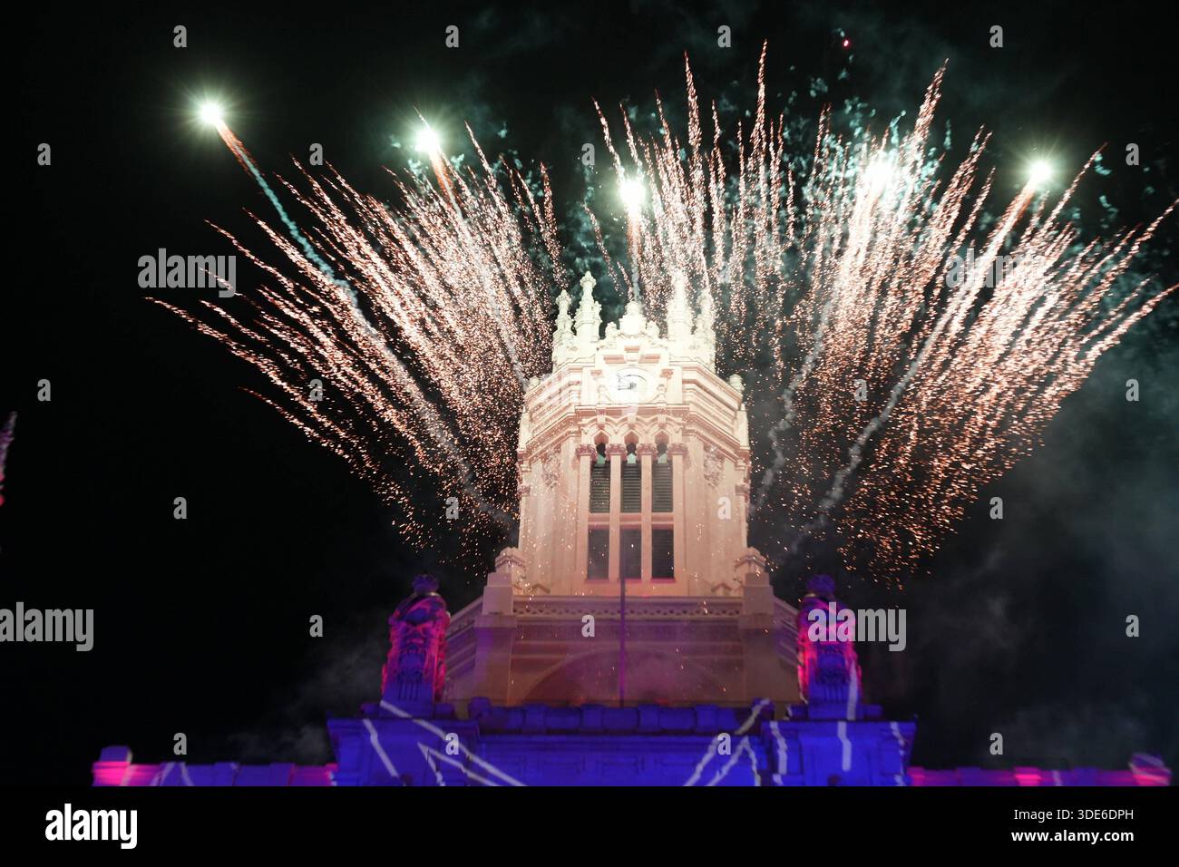during the traditional "Cabalgata de Reyes" parade in Madrid, Spain ...