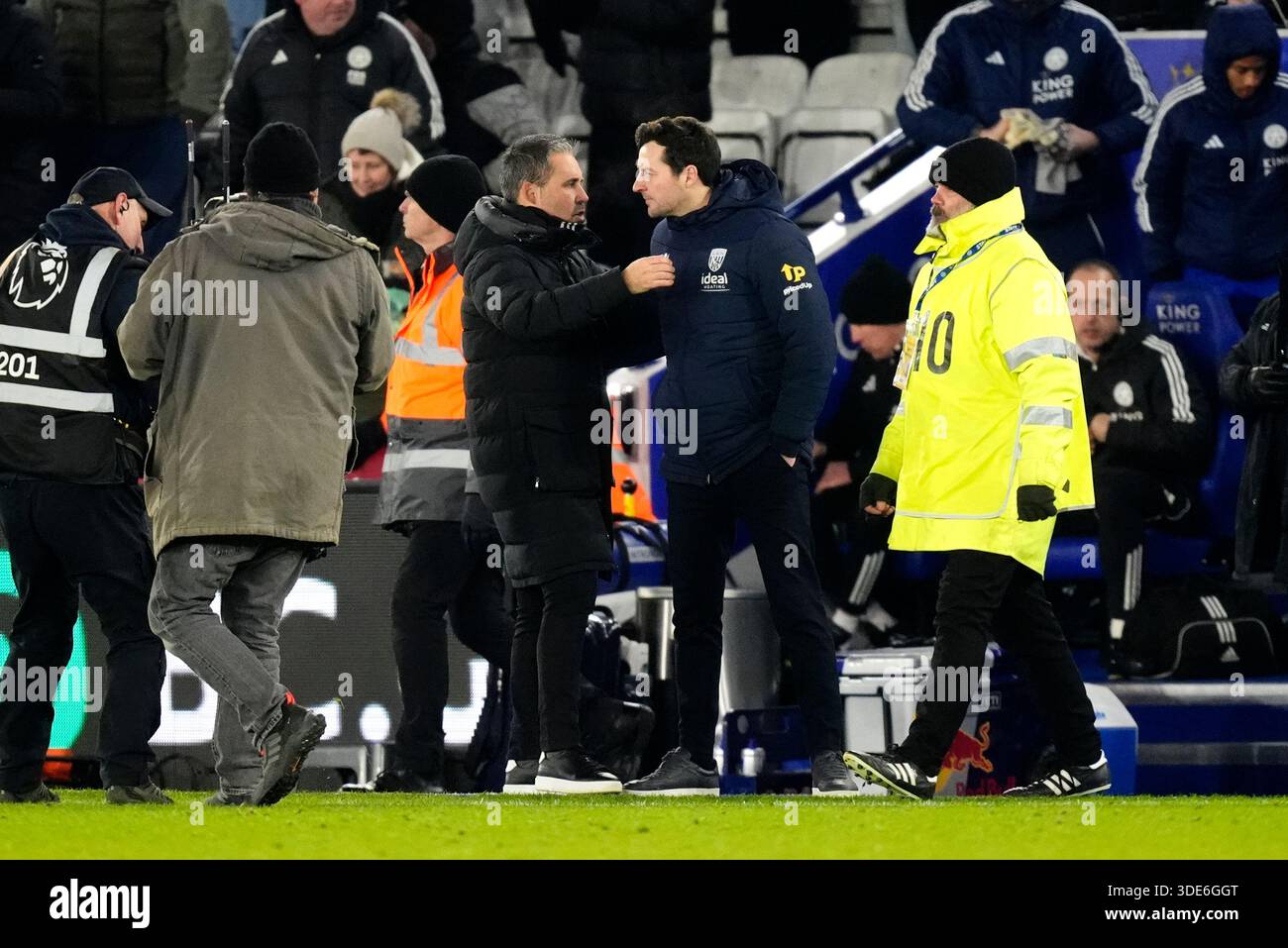 Leicester City manager Marti Cifuentes greets West Bromwich Albion ...