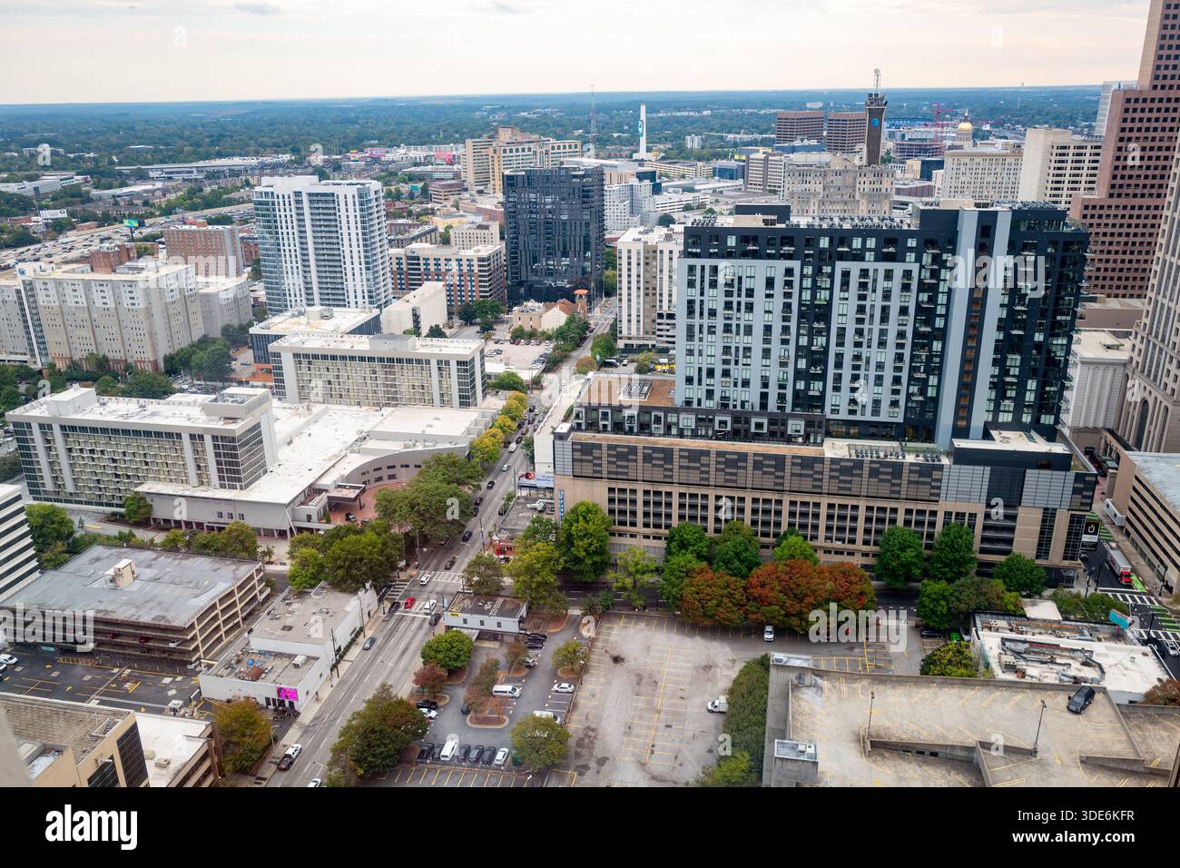 Aerial view of buildings in the downtown skyline of Atlanta, Georgia ...