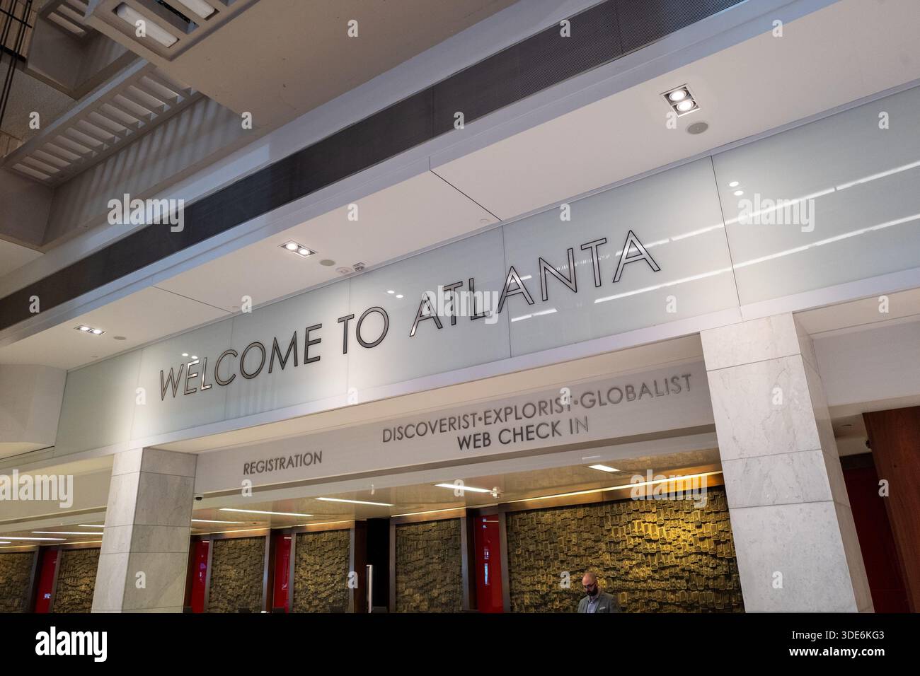 Sign reading Welcome to Atlanta in a hotel in downtown Atlanta, Georgia ...