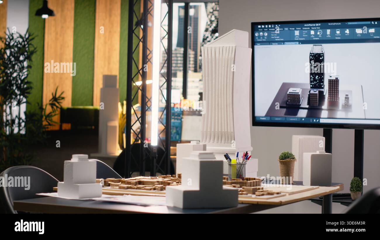 Contemporary office interior set up for real estate brainstorming ...