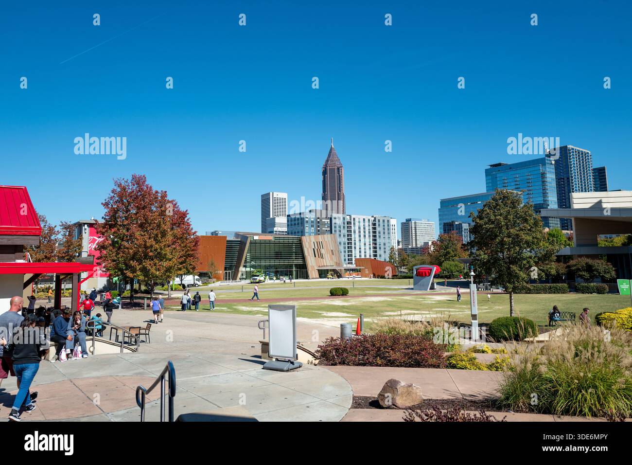 Centennial park with urban skyline in background, Atlanta, Georgia ...
