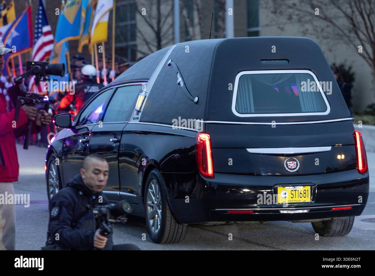 January 5, 2026, Newark, De, U.S.A.: A hearse carrying the body of ...