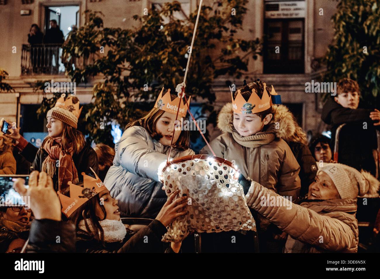 Barcelona, Spain. 5 January, 2026: Children deposit their wish lists ...