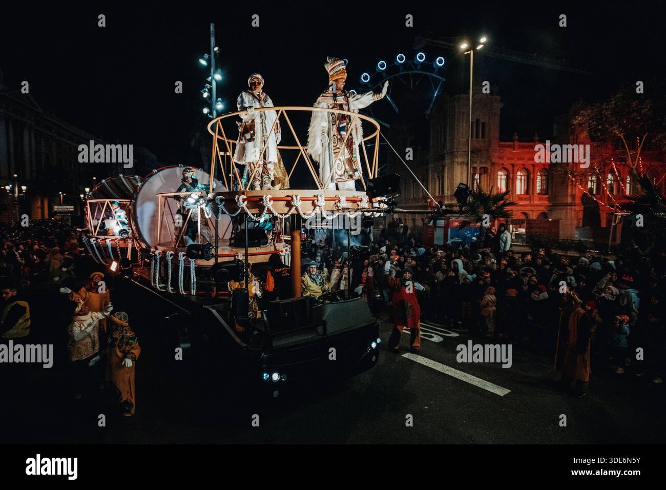 Barcelona, Spain. 5 January, 2026: The Magi King Balthazar greets from ...