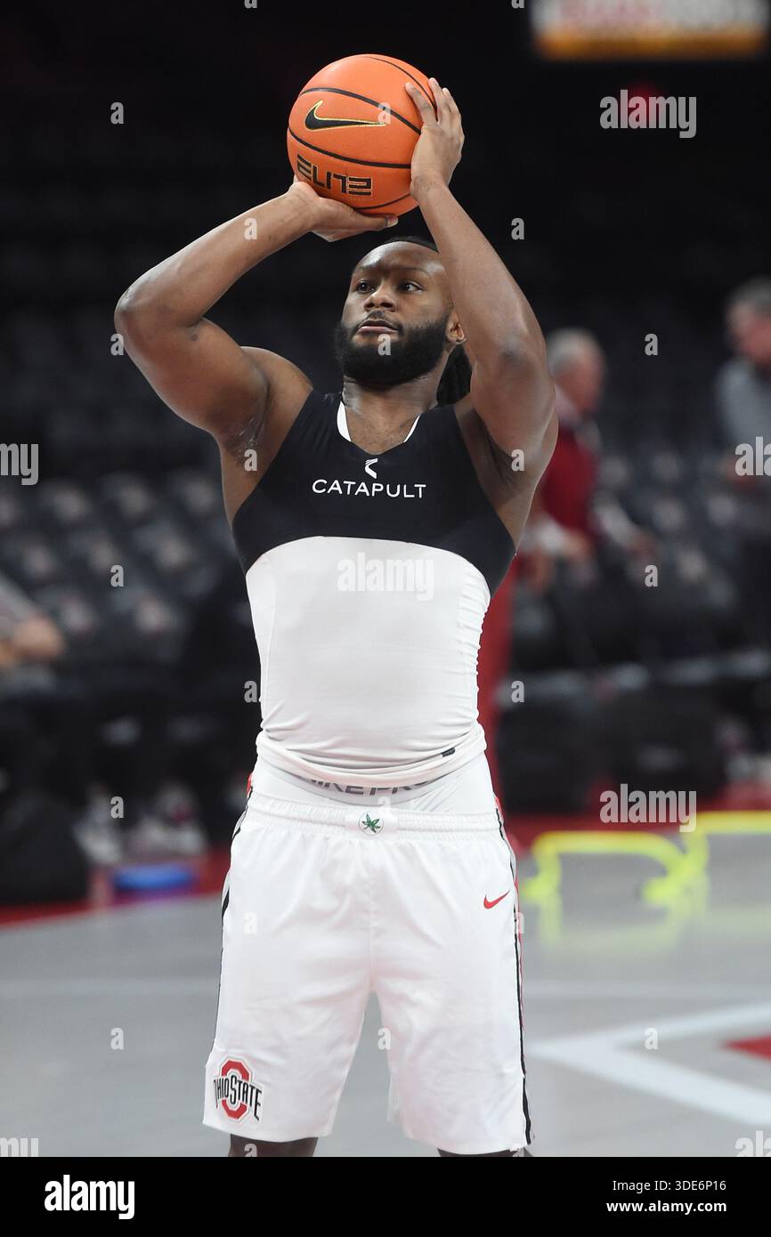 January 5, 2026: Ohio State Buckeyes guard Bruce Thornton (2) warms up ...
