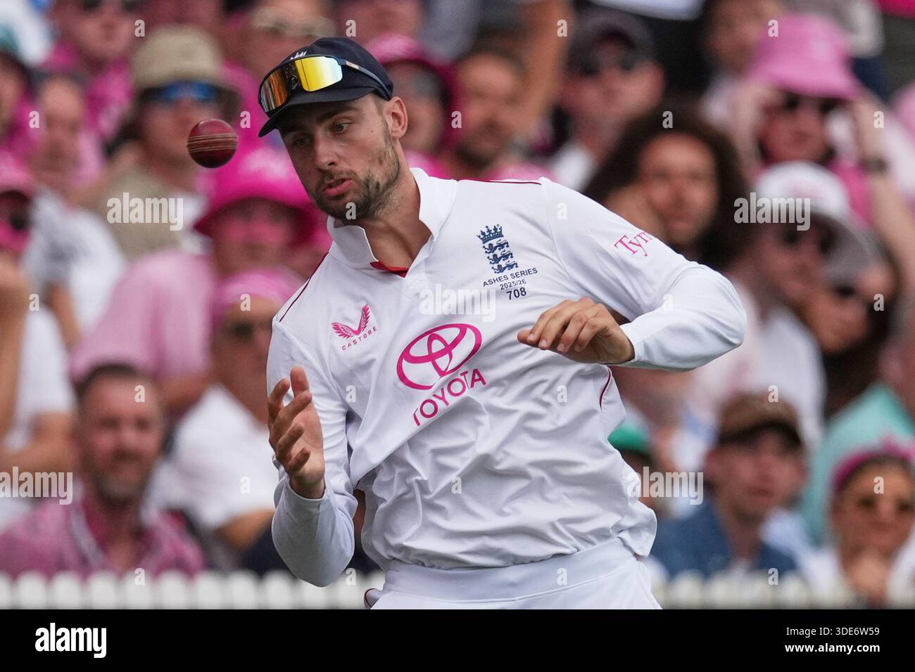 England's Will Jacks drops a catch off the batting of Australia's ...