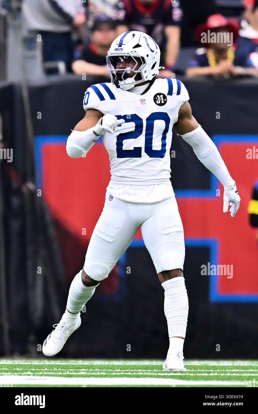 Indianapolis Colts safety Nick Cross (20) defends in coverage during an ...