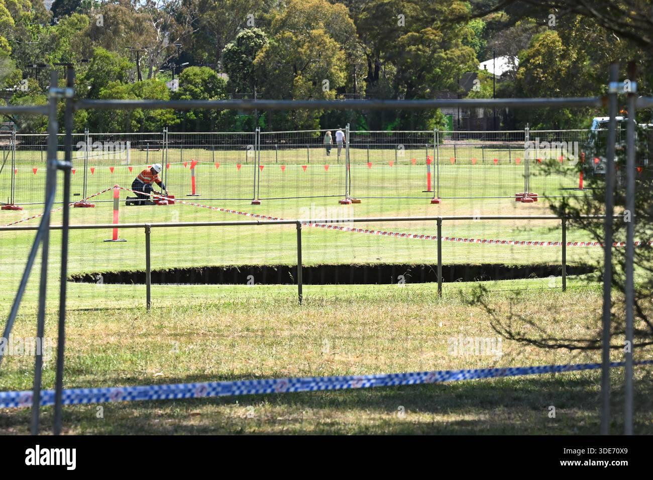 Melbourne, Australia. 06th Jan, 2026. A sinkhole is seen at A J Burkitt ...