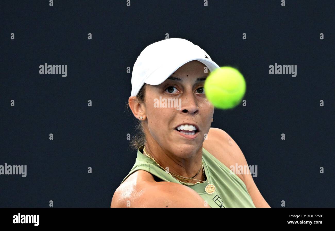 Madison Keys of the USA in action against McCartney Kessler of the USA ...