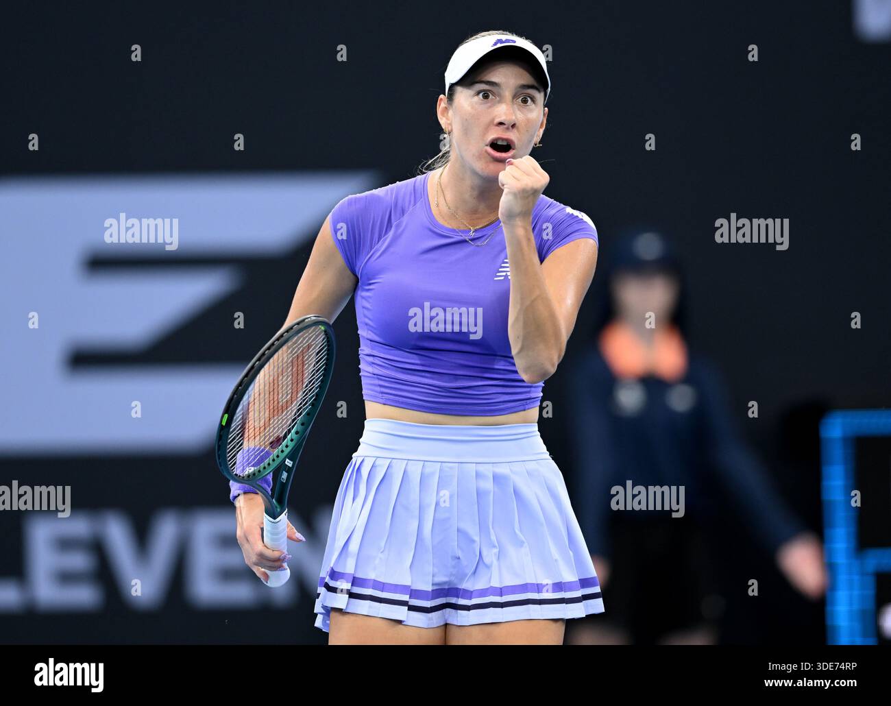 McCartney Kessler of the USA celebrates a point against Madison Keys of ...