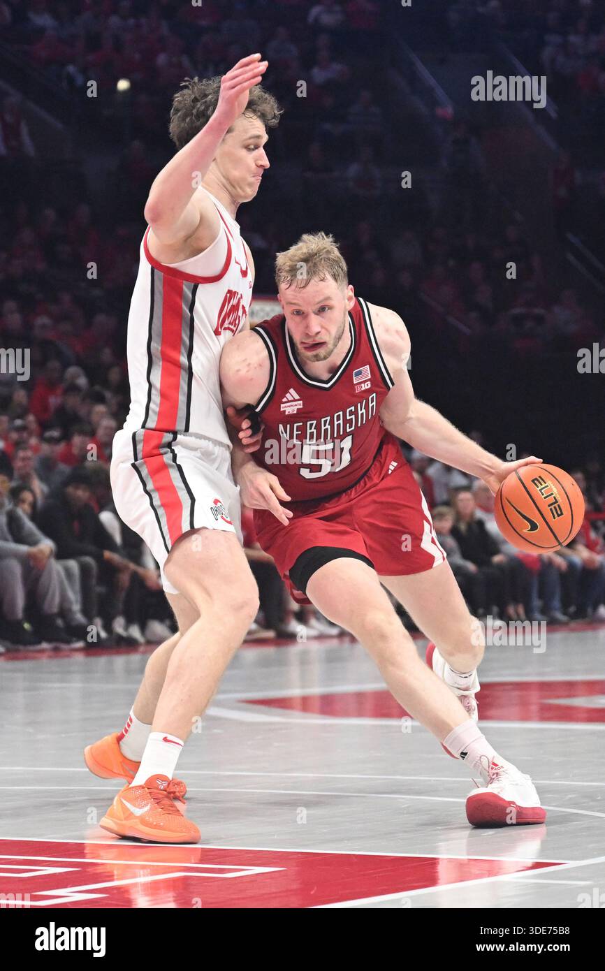 January 5, 2026: Nebraska Cornhuskers forward Rienk Mast (51) goes one ...