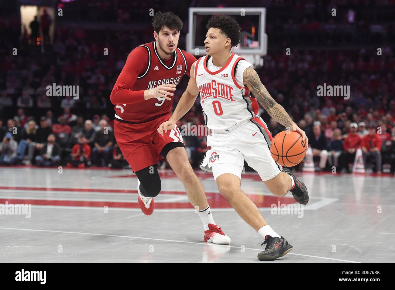 January 5, 2026: Ohio State Buckeyes guard John Mobley Jr. (0) goes one ...