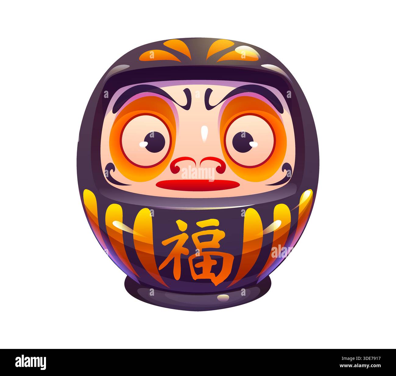 Traditional japanese Daruma doll with black body Stock Vector Image ...