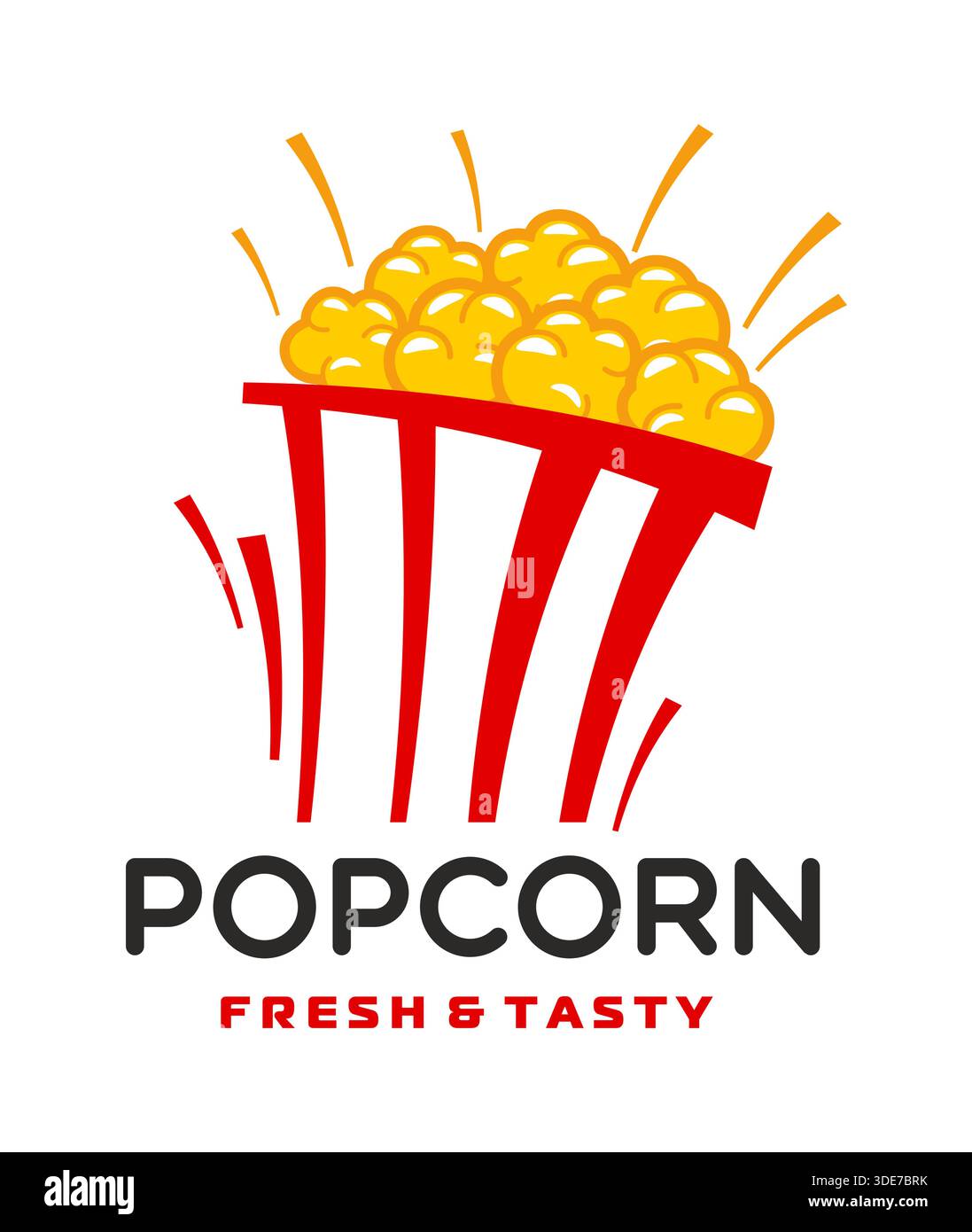 Popcorn icon, pop corn vector label. Movie snack badge featuring popped ...