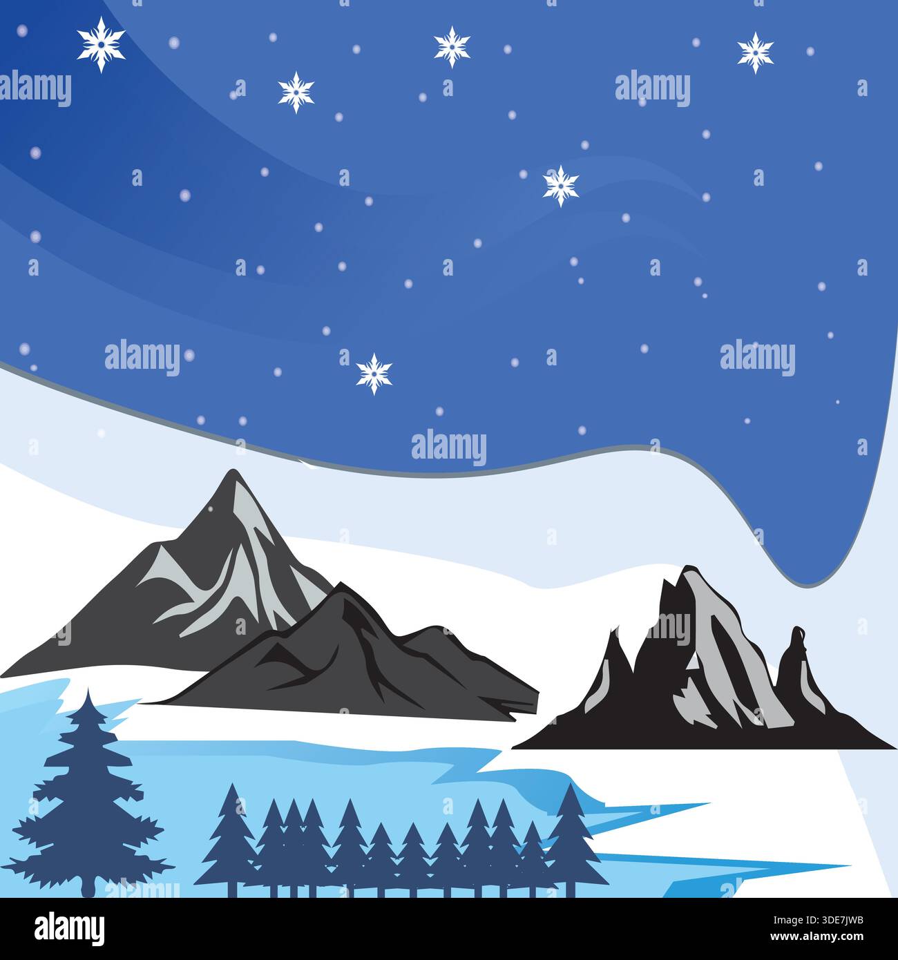 Night winter snowy forest Stock Vector Images - Alamy