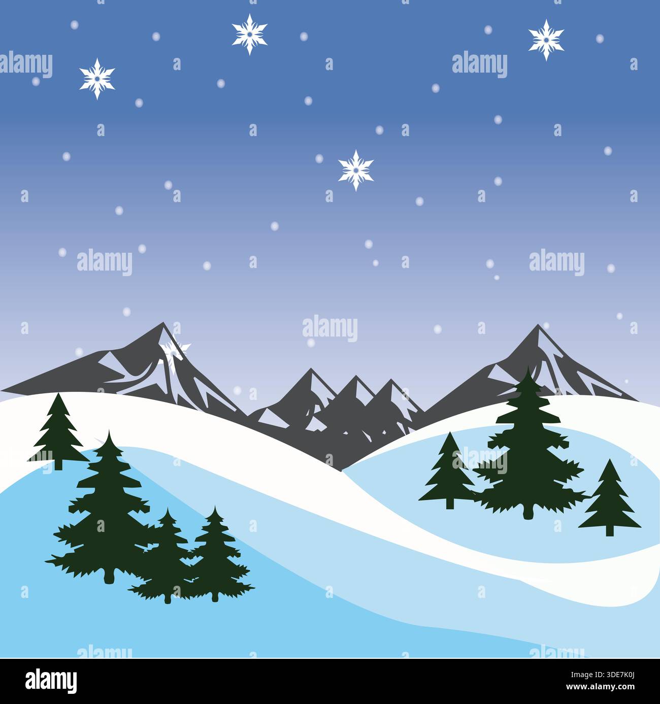 Cartoon winter snowy landscape Stock Vector Images - Alamy