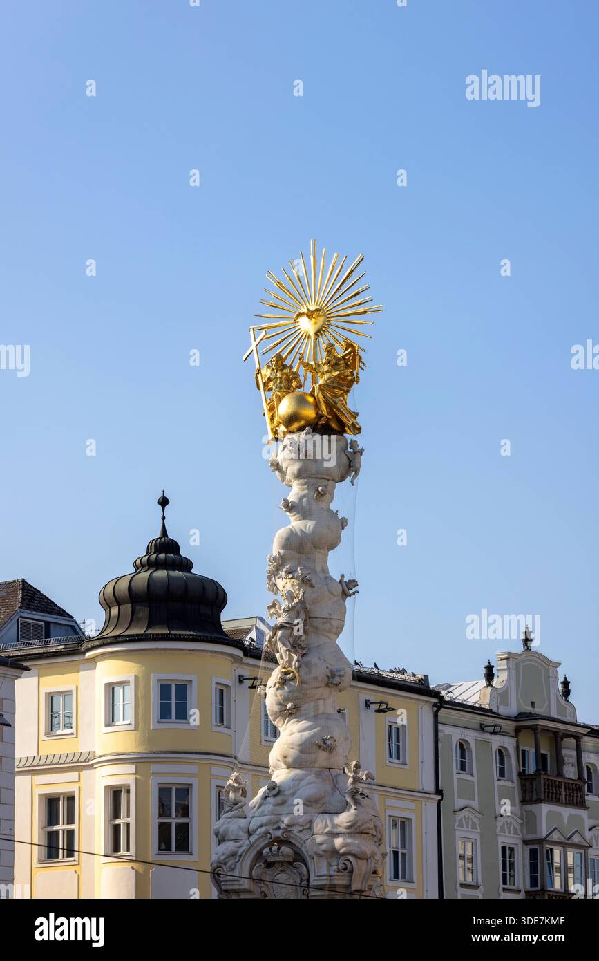 Linz, Austria - March 4, 2023: Baroque Holy Trinity Column on the main ...