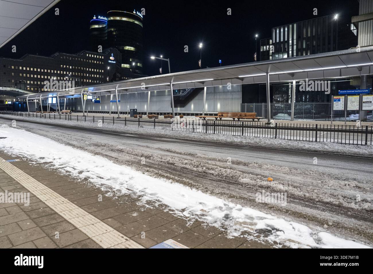 UTRECHT - An empty bus station at Utrecht Central Station. Bus service ...