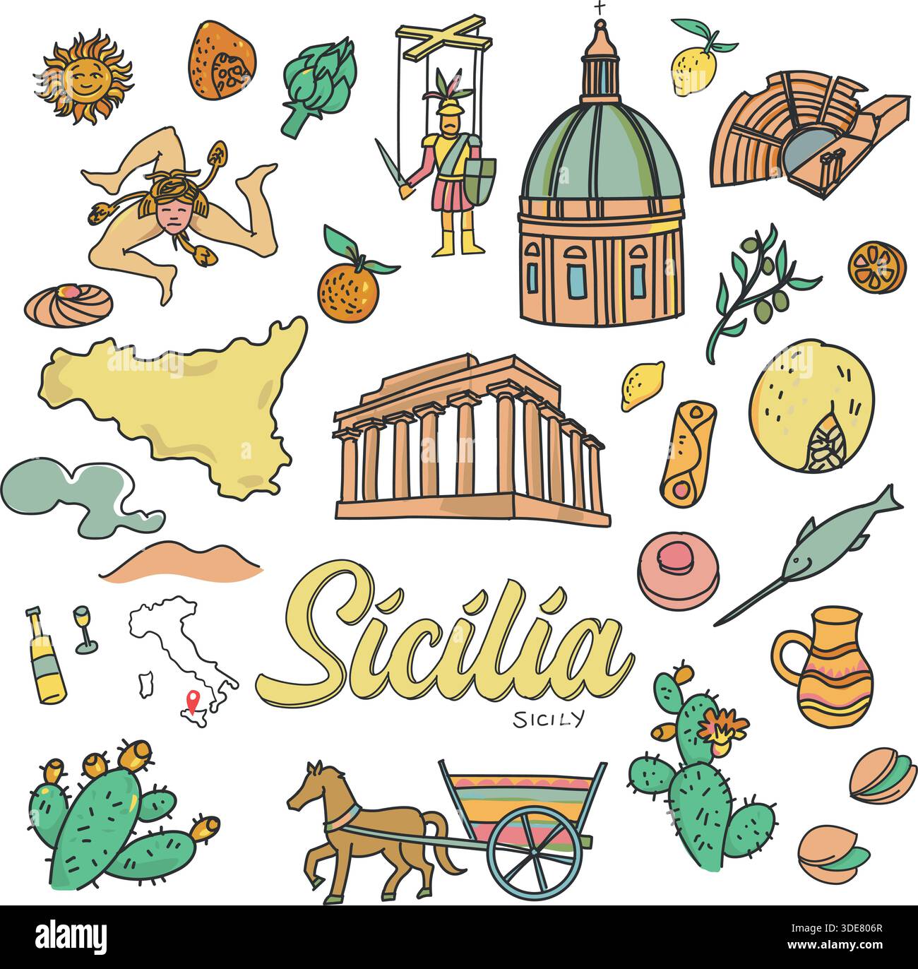 Etna volcano sicily italy Stock Vector Images - Alamy