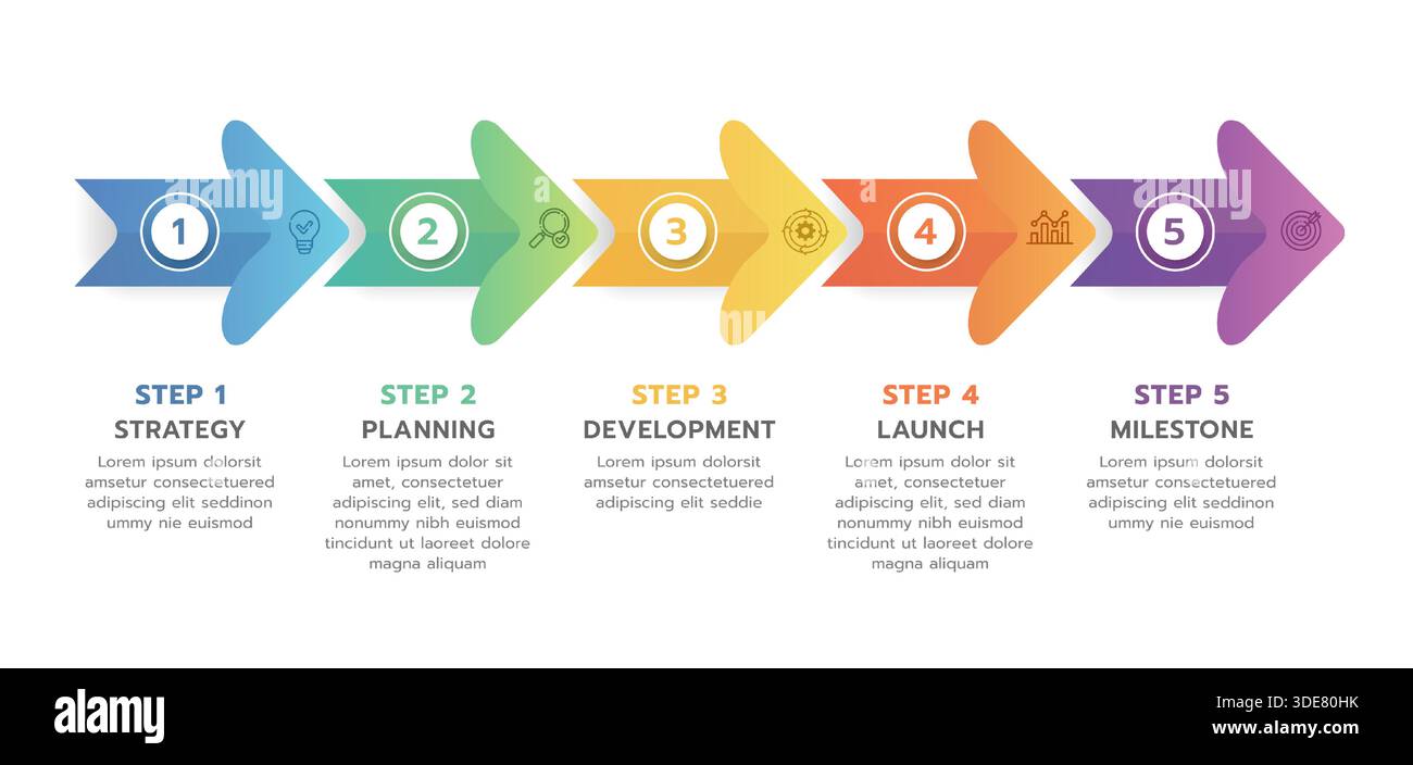 Infographic template for business. 5 Steps Modern Timeline diagram with ...