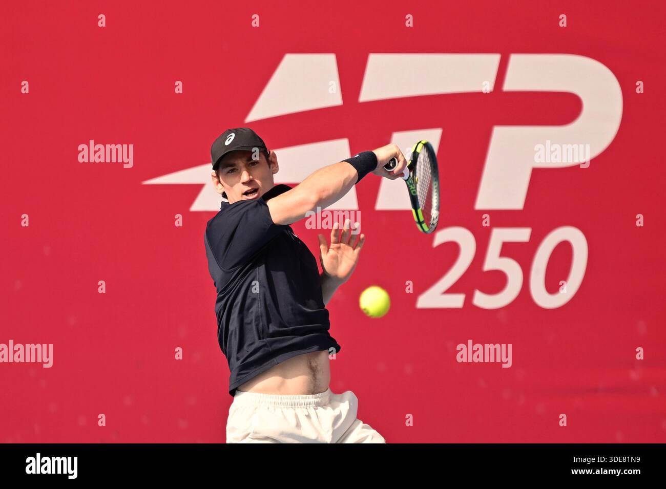 Valentin Royer, a French tennis player, during a match at the Hong Kong ...