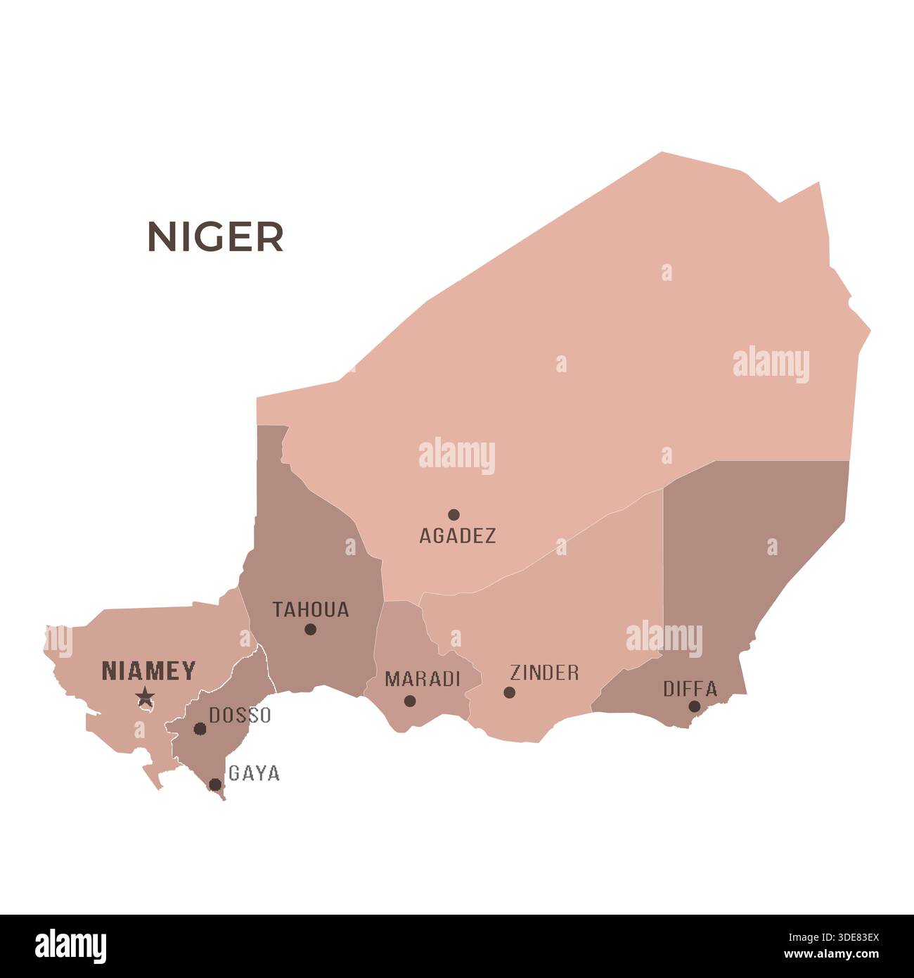 Niger map borders cities hi-res stock photography and images - Alamy