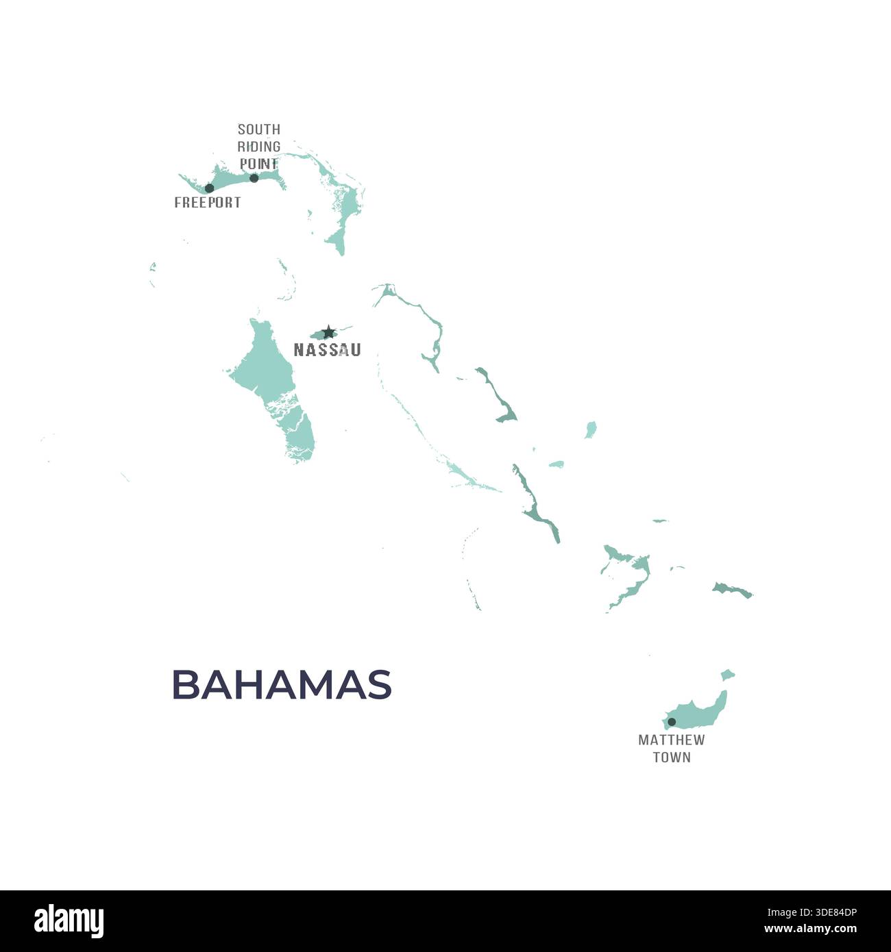 Map of BAHAMAS with Regions Borders and Famous Cities Stock Vector ...