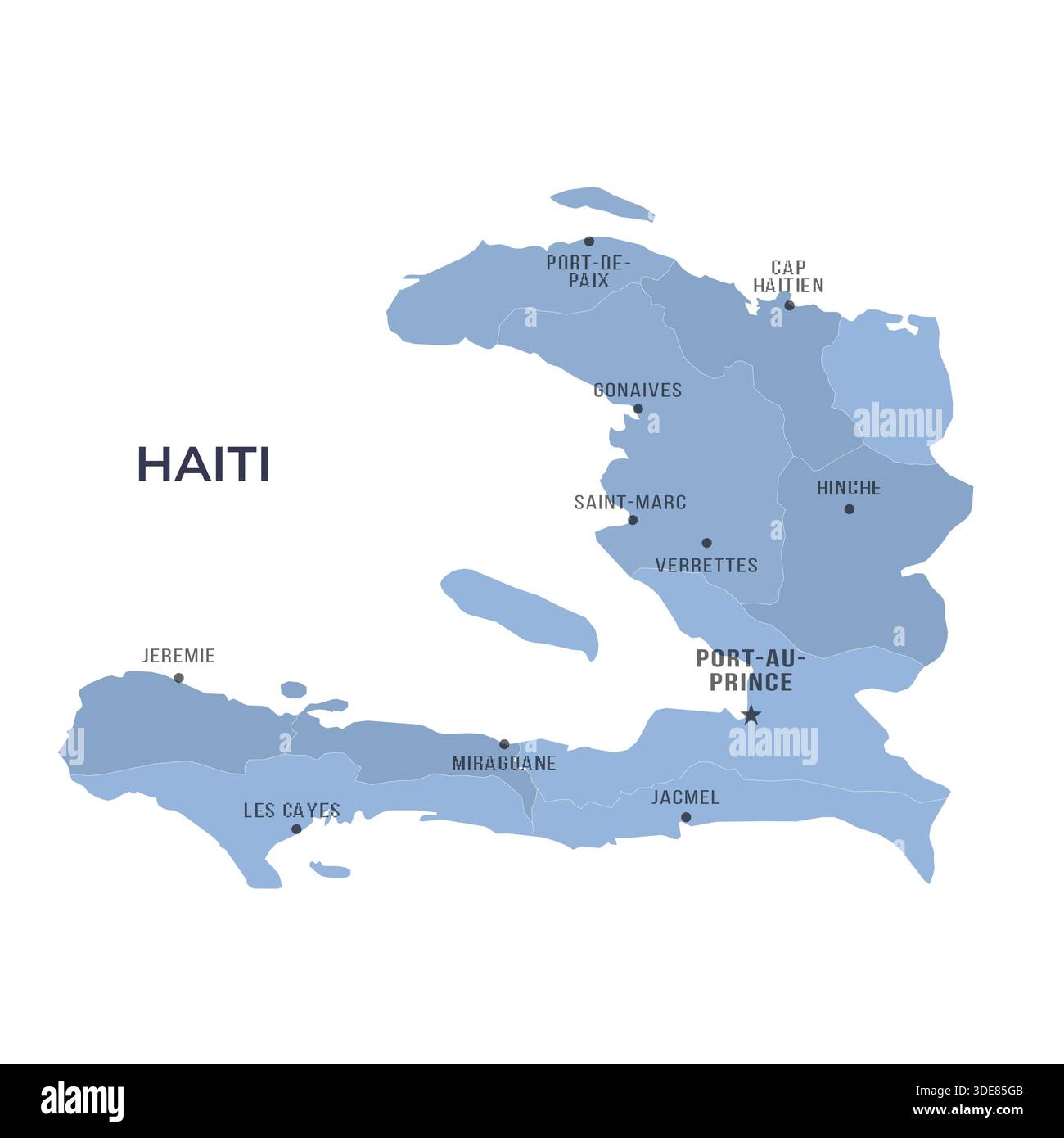Map of HAITI with Regions Borders and Famous Cities Stock Vector Image ...