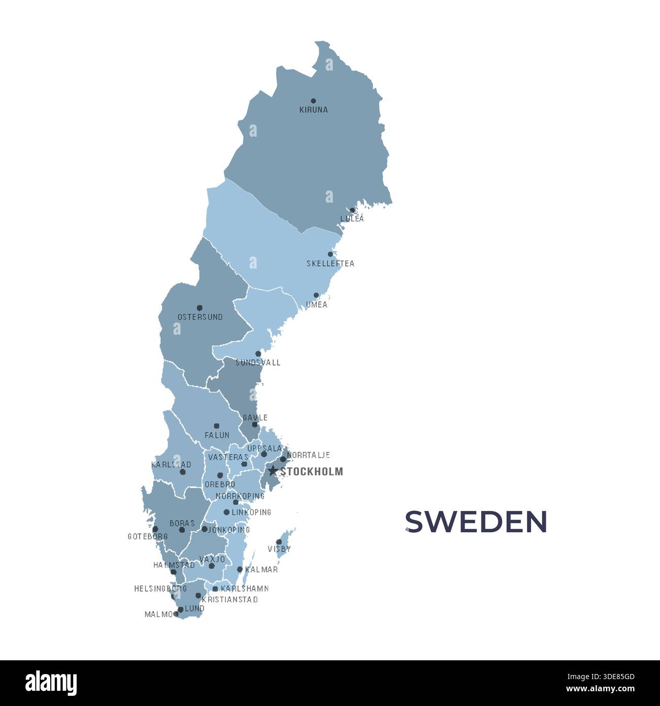 Vector map sweden regions hi-res stock photography and images - Alamy