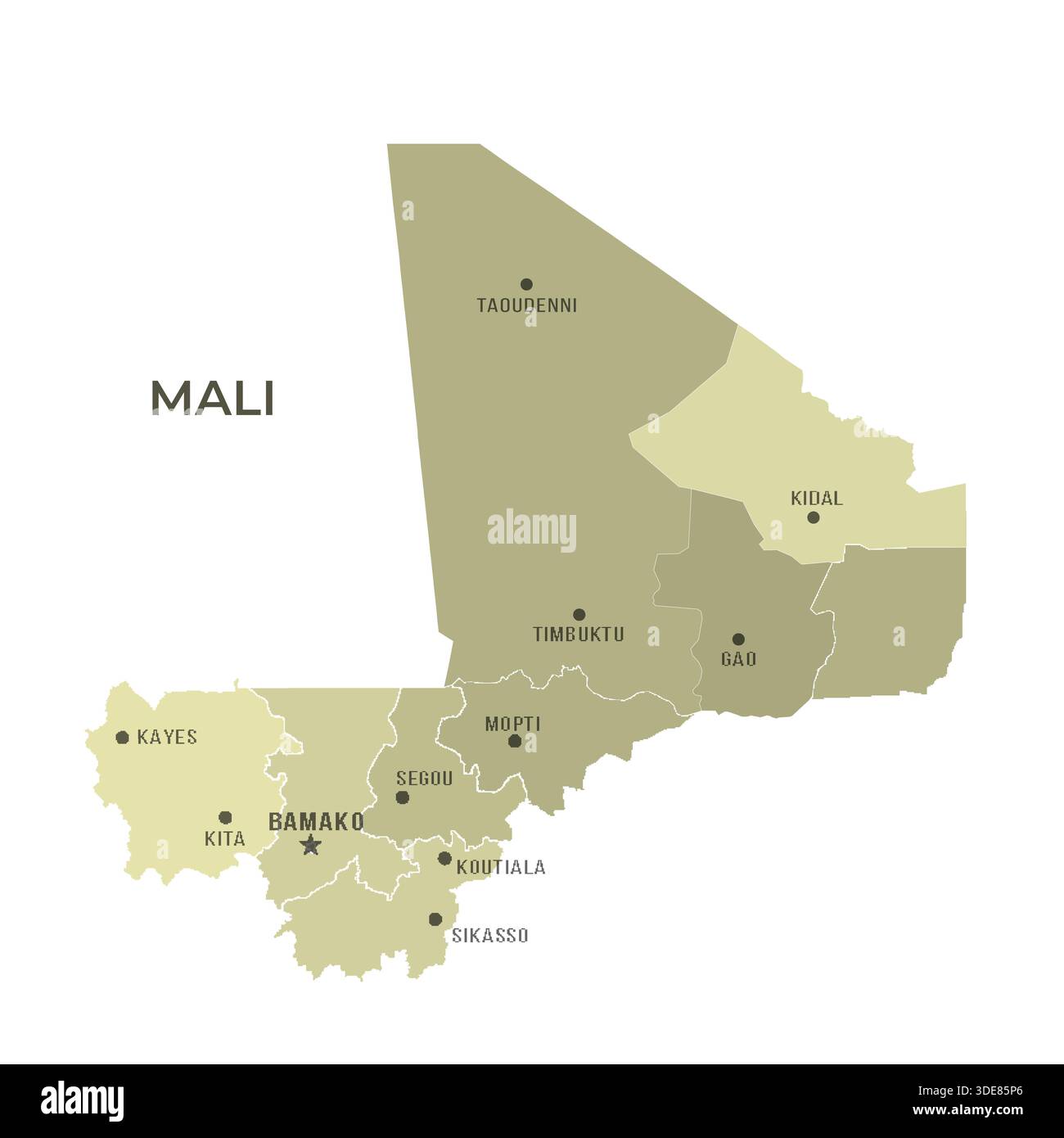 Mali map borders cities hi-res stock photography and images - Alamy