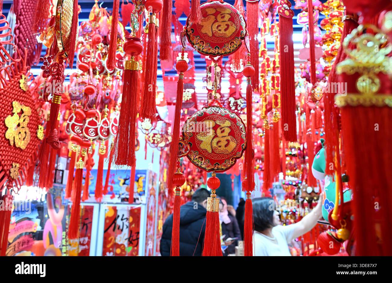 Residents select Spring Festival decorations at a market in Beijing ...